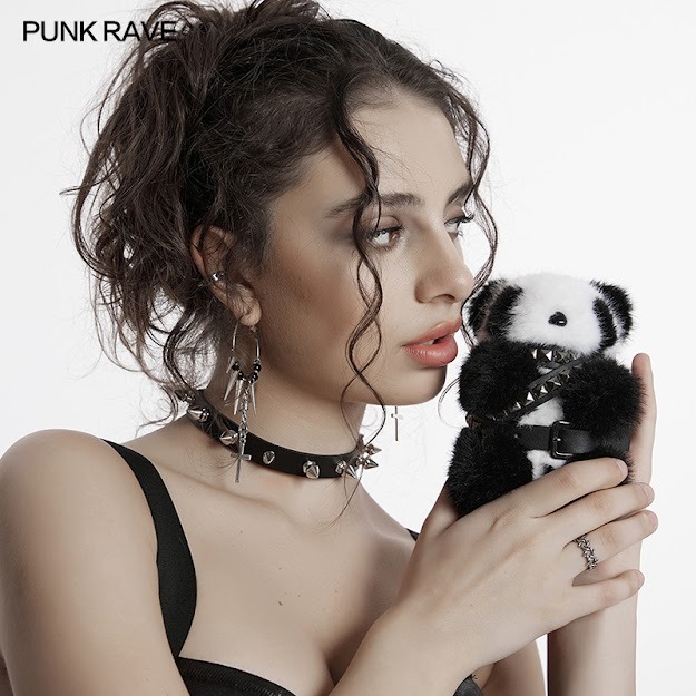 Gothic Punk Panda Plush Keychain | RebelsMarket