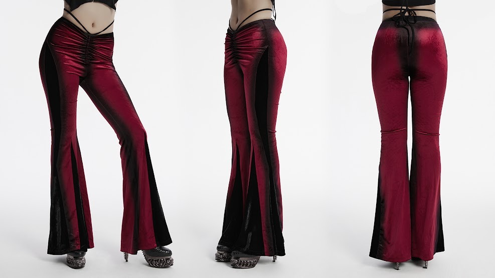 Gothic Gradient Printed Ruched Flare Pants | RebelsMarket