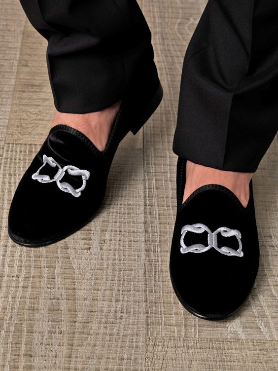 New Mens Velvet Shoes, Handmade Men Embroidered Velvet | RebelsMarket