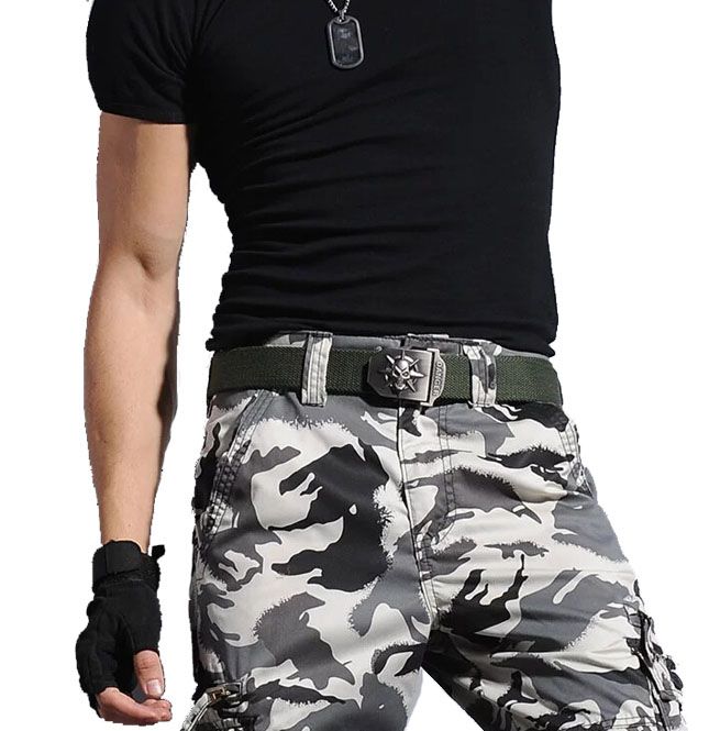 Heavy Metal Metallic Grey Skull Buckle Canvas Belt | RebelsMarket