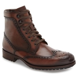 Men Tan Brown Wing Tip Brogue Ankle High Lace Up Boots, | RebelsMarket