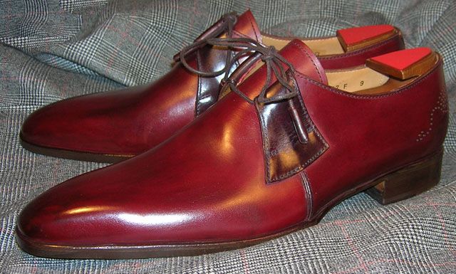 Handmade Men Derby Shoes, Burgundy Color Dress Shoes, | RebelsMarket
