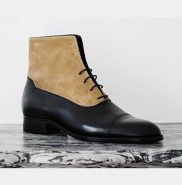 Men Two Tone Boots, Tan And Black Lace Up Boot, Ankle | RebelsMarket