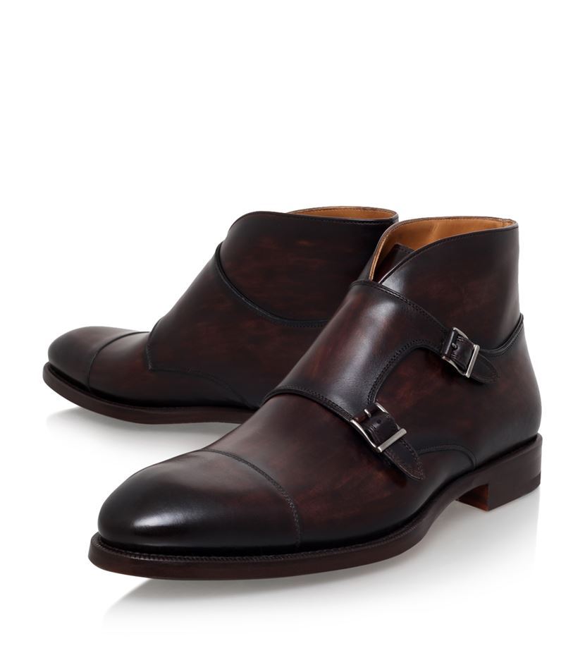 Handmade Men Brown Boots, Double Monk Strap Boot, | RebelsMarket