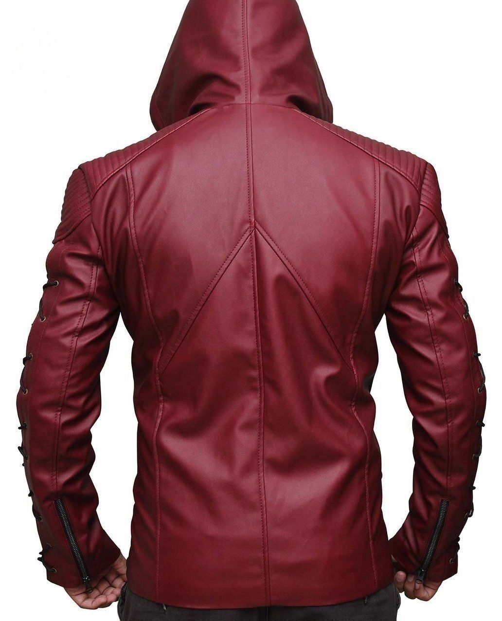 Genuine Handmade Arrow Leather Jacket Red | RebelsMarket