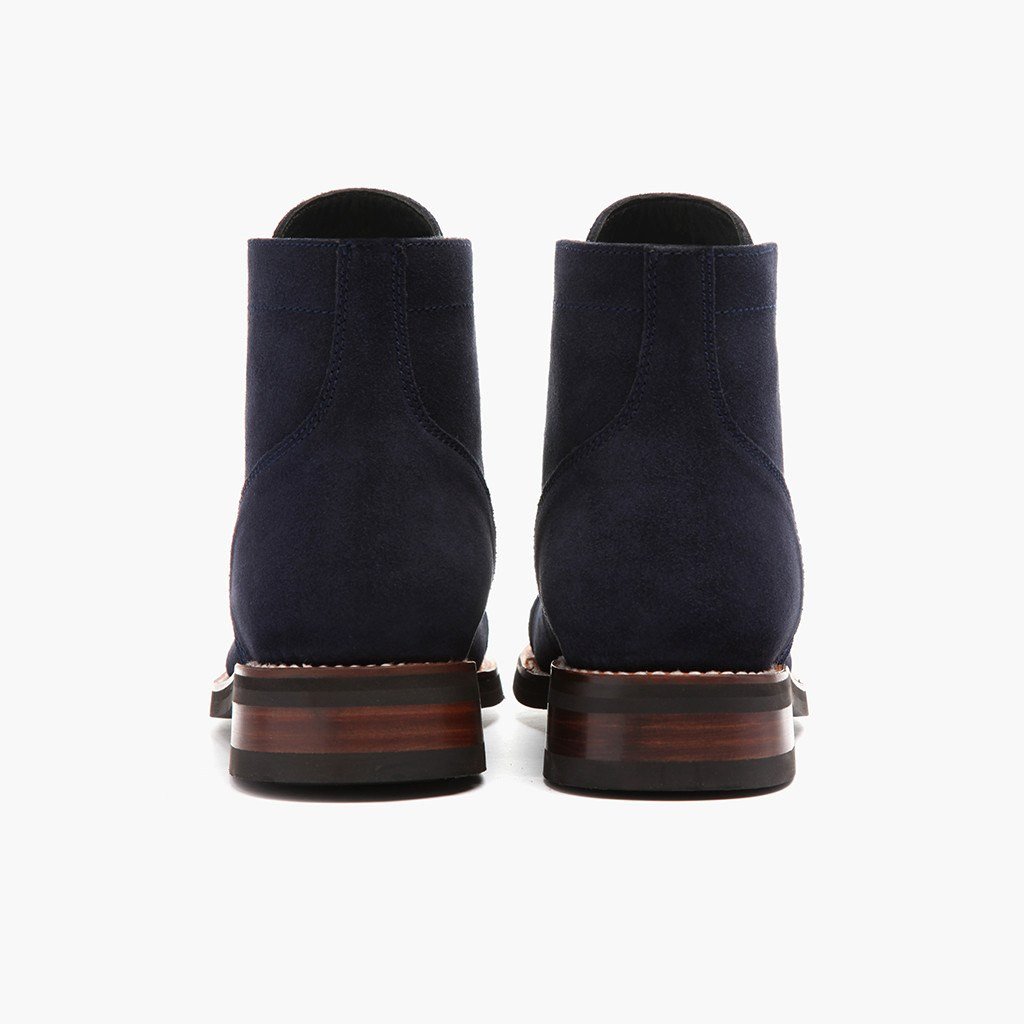 Handmade Men Navy Blue Suede Ankle Boots, Mens Fashion | RebelsMarket