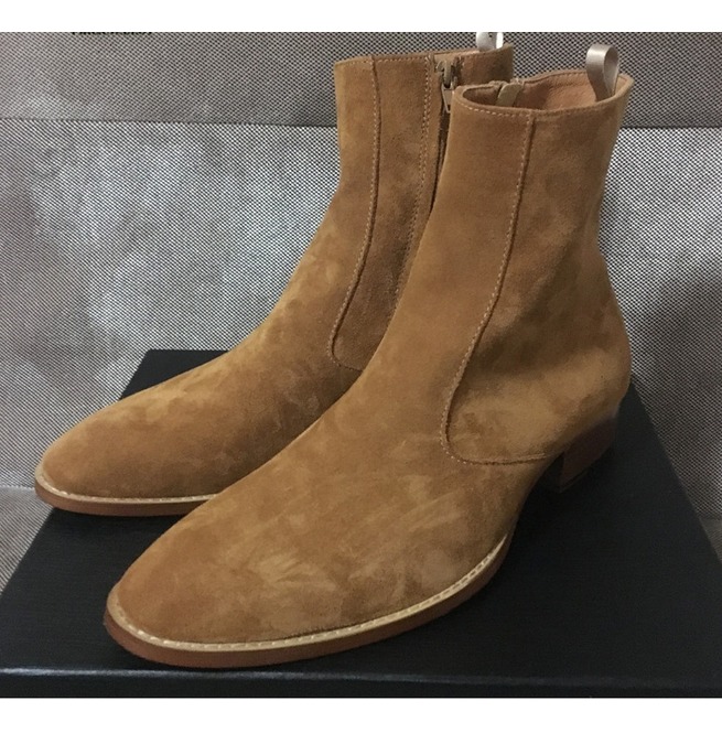Men Tan Color Suede Ankle Boots Side Zipper Boots, | RebelsMarket