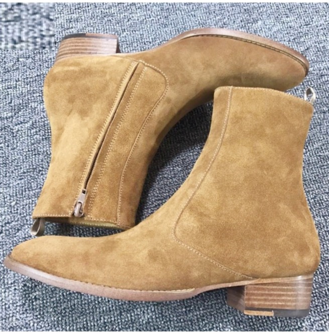 Men Tan Color Suede Ankle Boots Side Zipper Boots, | RebelsMarket