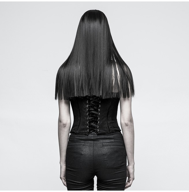 Gothic Black And Red Jacquard Bat Shape Bust | RebelsMarket