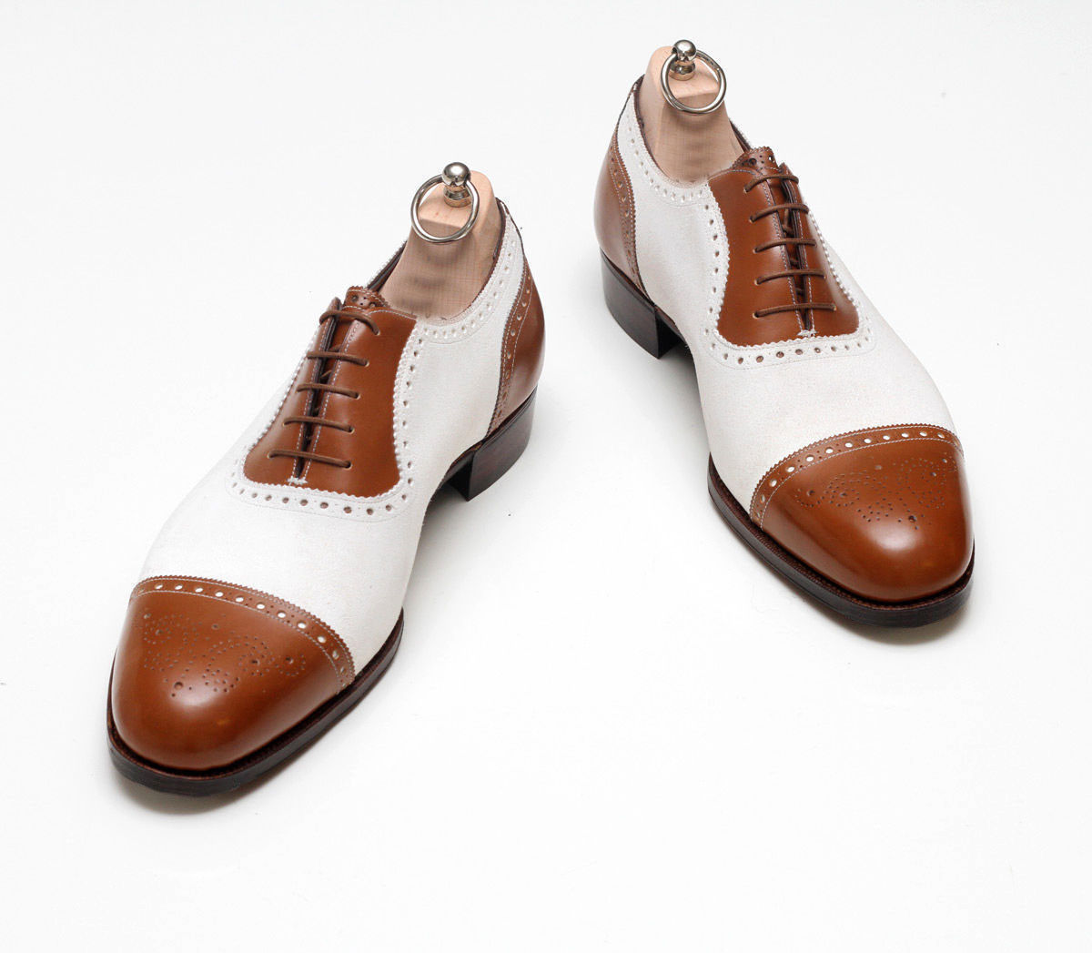 Handmade Mens Two Tone Formal Shoes, Me Brown And White | RebelsMarket