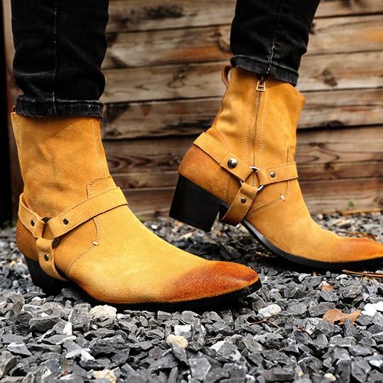 Mens Tan Color Suede Size Zipper Boots, Mens Fashion | RebelsMarket