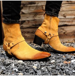 Mens Tan Color Suede Size Zipper Boots, Mens Fashion | RebelsMarket