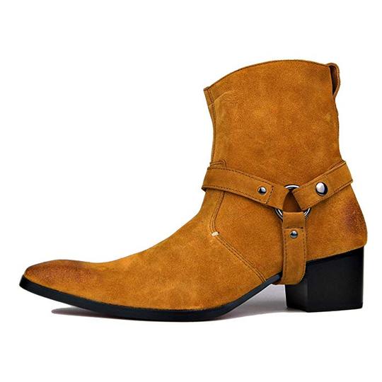 Mens Tan Color Suede Size Zipper Boots, Mens Fashion | RebelsMarket