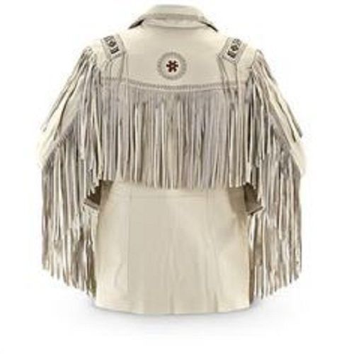 Western Men Cowboy Suede Jacket, White Suede Leather | RebelsMarket