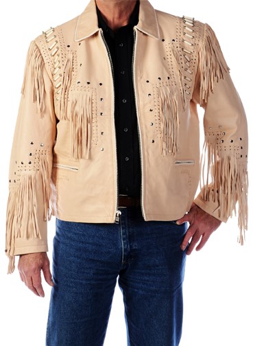 Cowboy Leather Jacket,Western Men 1980' Cowboy Cream | RebelsMarket