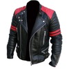 Men Two Tone Leather Jacket, Black And Red Color Brando | RebelsMarket