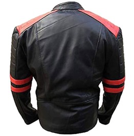 Men Two Tone Leather Jacket, Black And Red Color Brando | RebelsMarket
