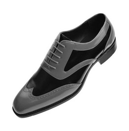 Handmade Men Black And Gray Wingtip Formal Shoes | RebelsMarket