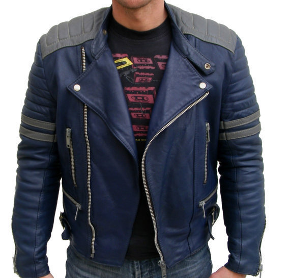 New Men Blue Leather Color Jacket, 's Bomber Jacket 's | RebelsMarket
