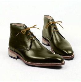 Handmade Mens Fashion Green Color Leather Boots Men | RebelsMarket