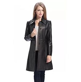 Women Black Color Genuine Lamb Skin Walking Coat, Black | RebelsMarket