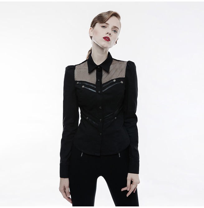 Punk Black Military Style Button Up Long Sleeves T Rebelsmarket