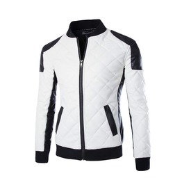 Men Two Tone Quilted Leather Jacket Mens Fashion Stand | RebelsMarket