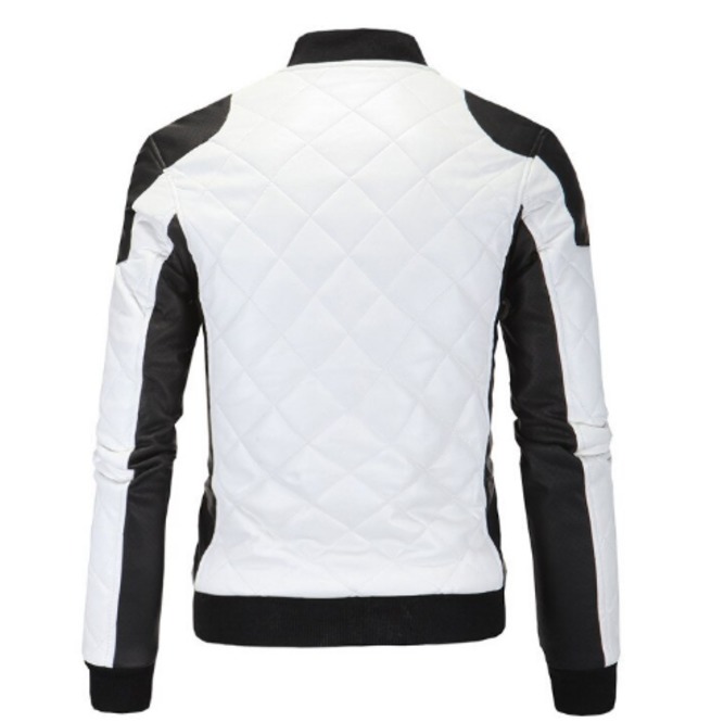 Men Two Tone Quilted Leather Jacket Mens Fashion Stand | RebelsMarket