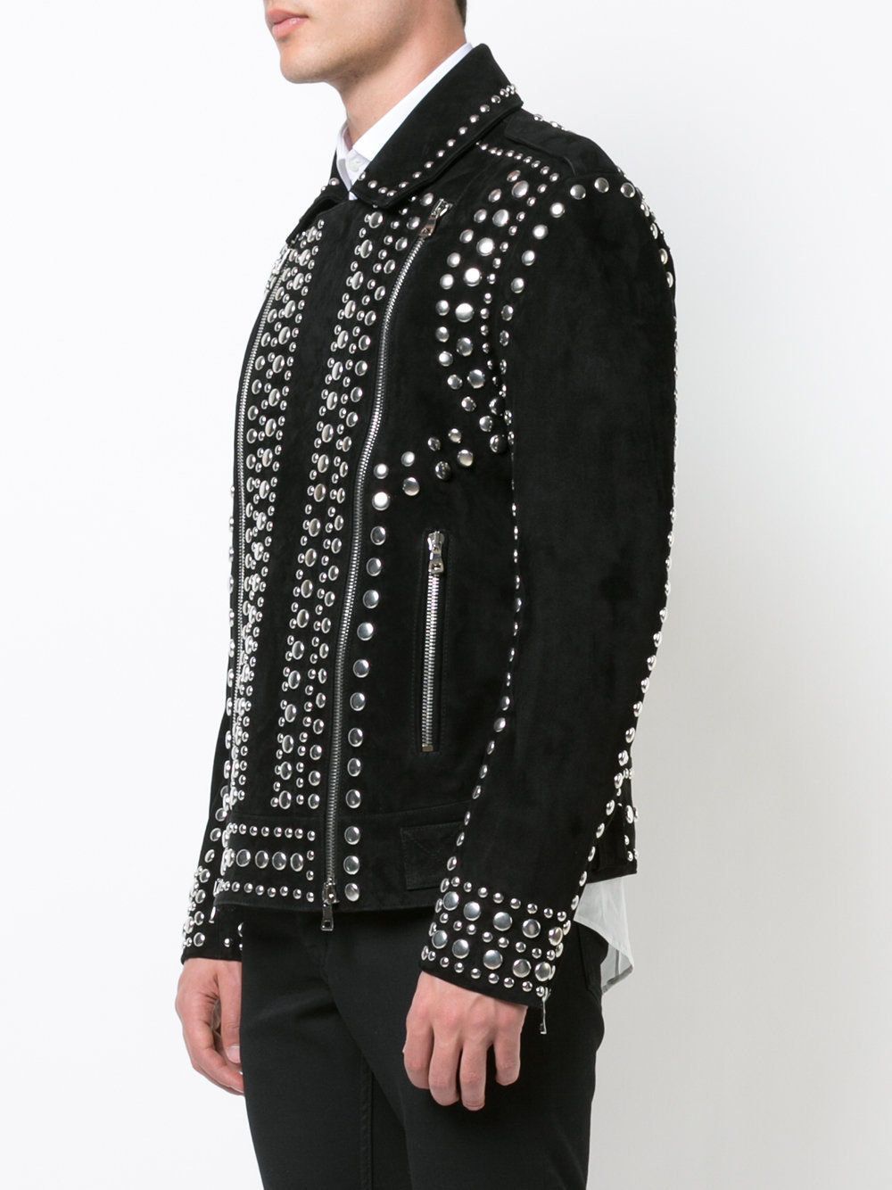 Punk Men Black Studded Jacket, Suede Studded Jacket, | RebelsMarket