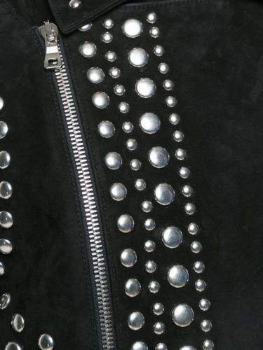 Men Black Punk Rock Studded Jacket, Suede Studded | RebelsMarket