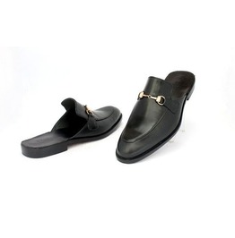 Handmade Mens Casual Slippers, Mens Black Leather | RebelsMarket