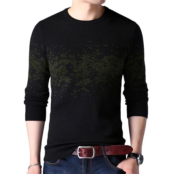 Rib Cuff Cloud Print Slim Fit Knitted Sweater | RebelsMarket