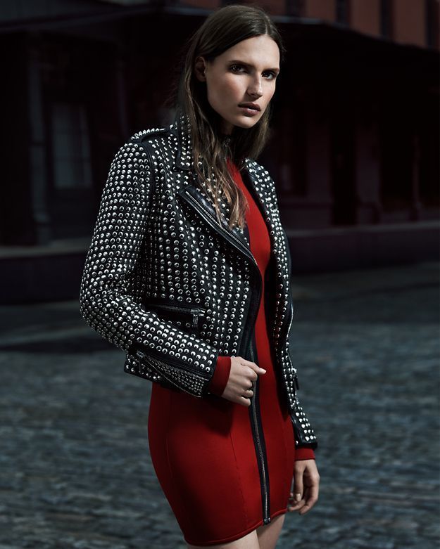 Women All over Sliver Studded Moto Jacket, 's Fashion | RebelsMarket