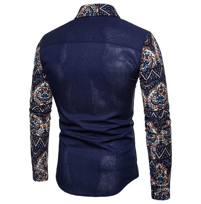 Button Design Floral Print Long Sleeve Slim Fit Shirt | RebelsMarket
