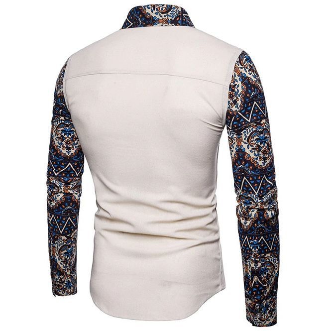 Button Design Floral Print Long Sleeve Slim Fit Shirt | RebelsMarket