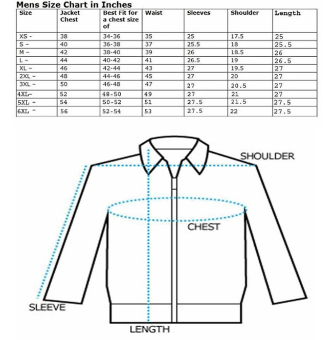 Mens Jacket Styles Chart