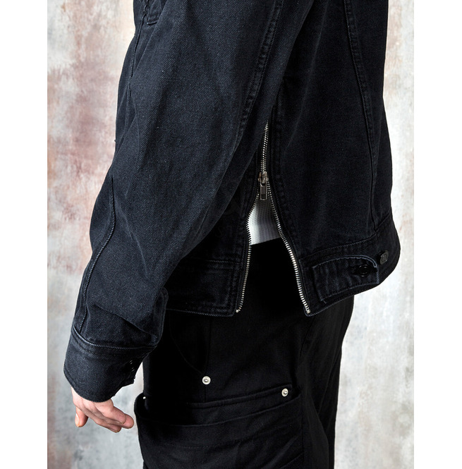 Detachable Hooded Black Denim Jacket - 453 | RebelsMarket