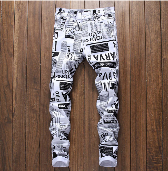 Streetwear Pocket Design Zipper Fly Newspaper Print | RebelsMarket