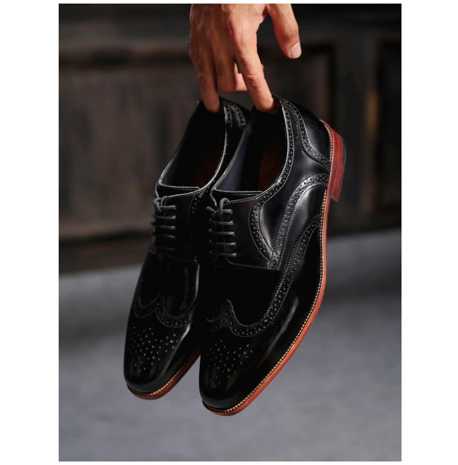 Handmade Mens Wingtip Brogue Dress Shoes Men Black Rebelsmarket