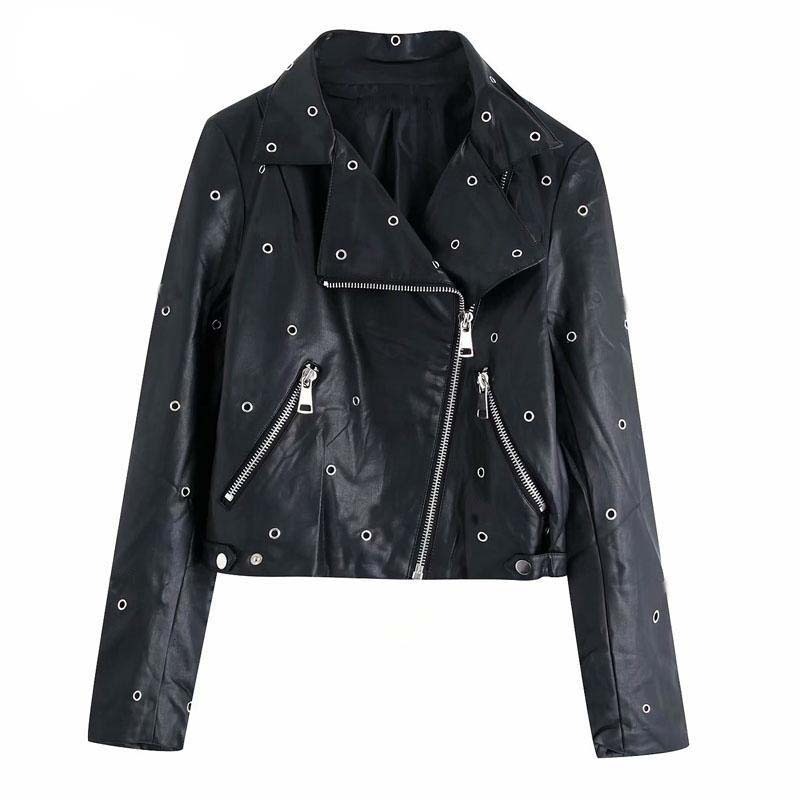 Punk Women Black Silver Ring Motorcycle Jacket, Style | RebelsMarket
