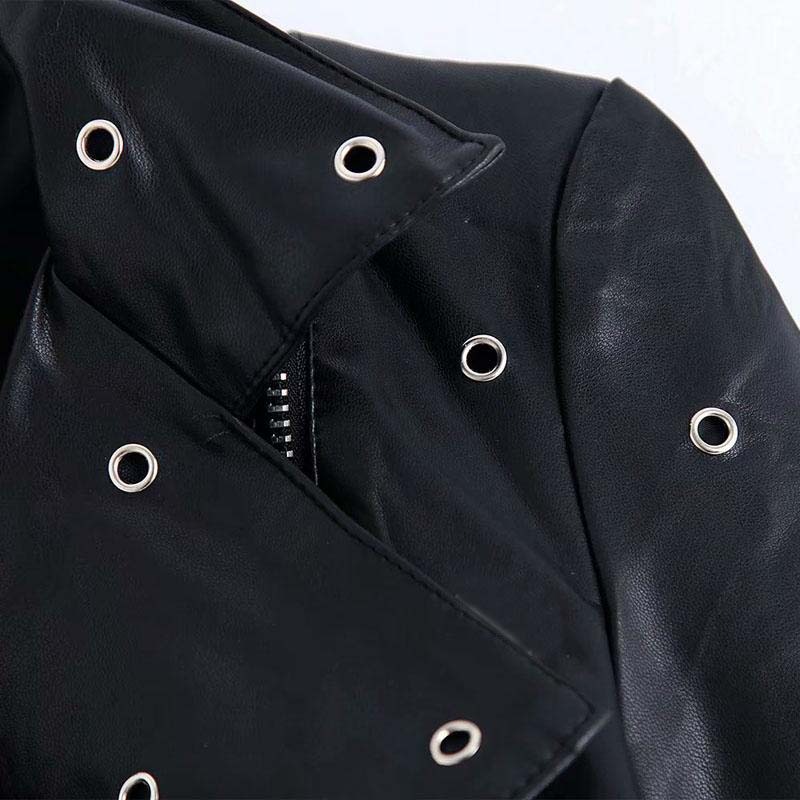 Punk Women Black Silver Ring Motorcycle Jacket, Style | RebelsMarket