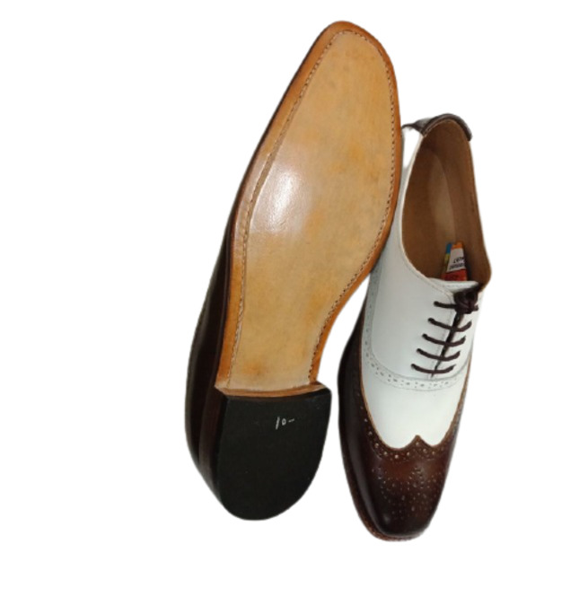 Men Formal Leather Two Tone Shoes, Brown And White | RebelsMarket
