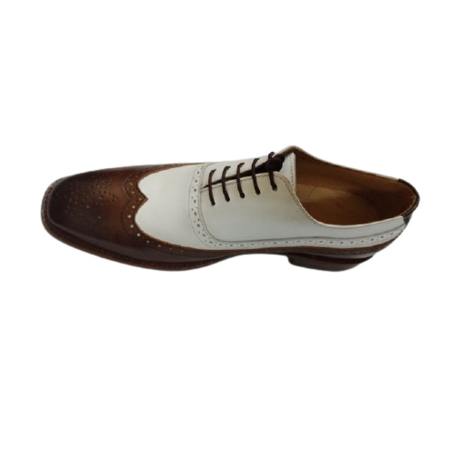 Men Formal Leather Two Tone Shoes, Brown And White | RebelsMarket