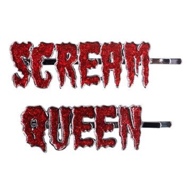 Scream Queen Red Glitter Hair Pin Clips | RebelsMarket